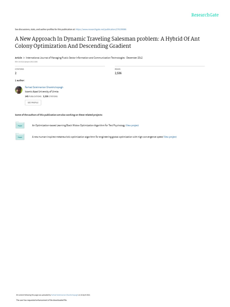 A New Approach in Dynamic Traveling Salesman Problem: A Hybrid of Ant Colony Optimization and ...