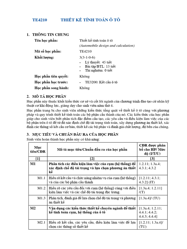 1 - de Cuong TKTT Oto | PDF