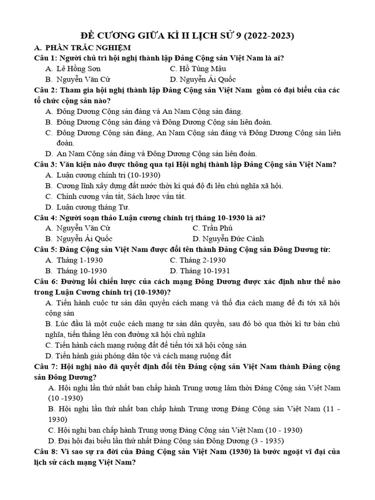 Đề cương GK2 L9 22-23 | PDF