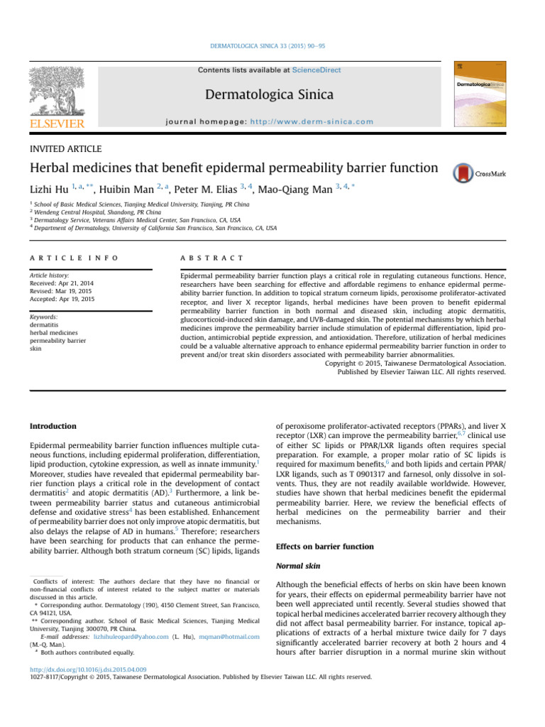 epidermal permeability barrier | PDF | Epidermis | Topical Medication