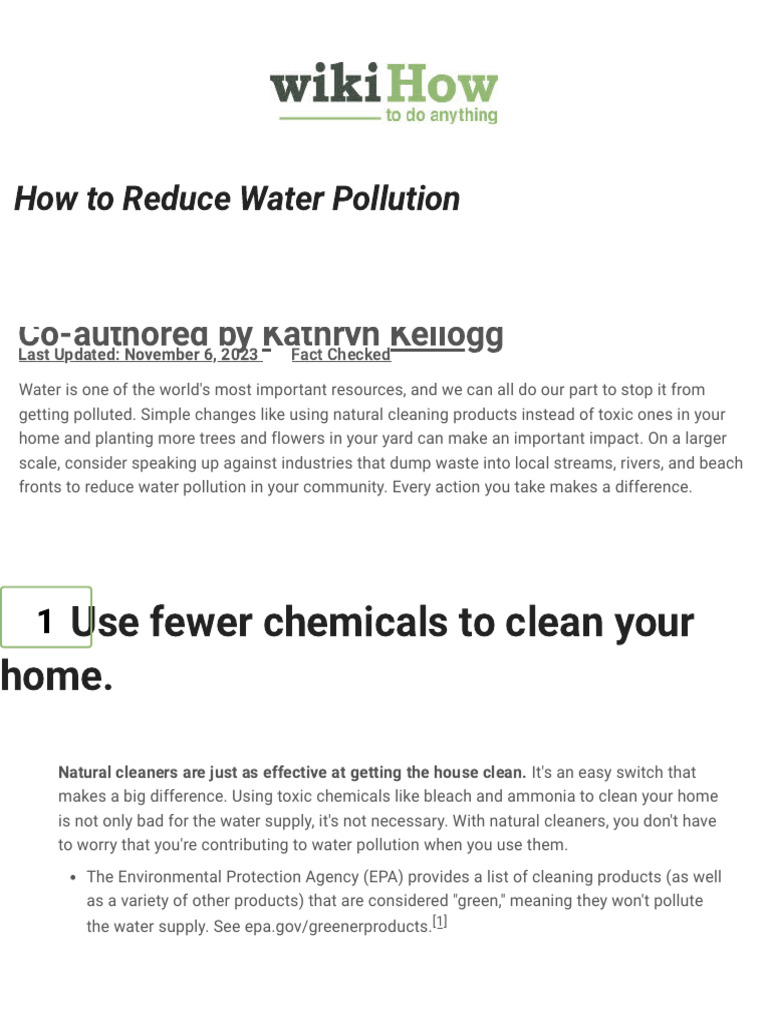 14 Ways To Reduce Water Pollution - WikiHow | PDF | Waste | Water
