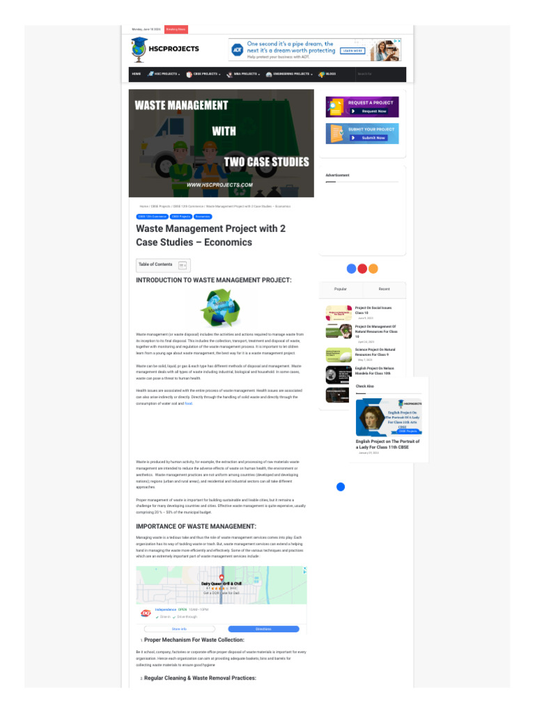 Hscprojects Com Waste Management Project With 2 Case Studies | PDF ...
