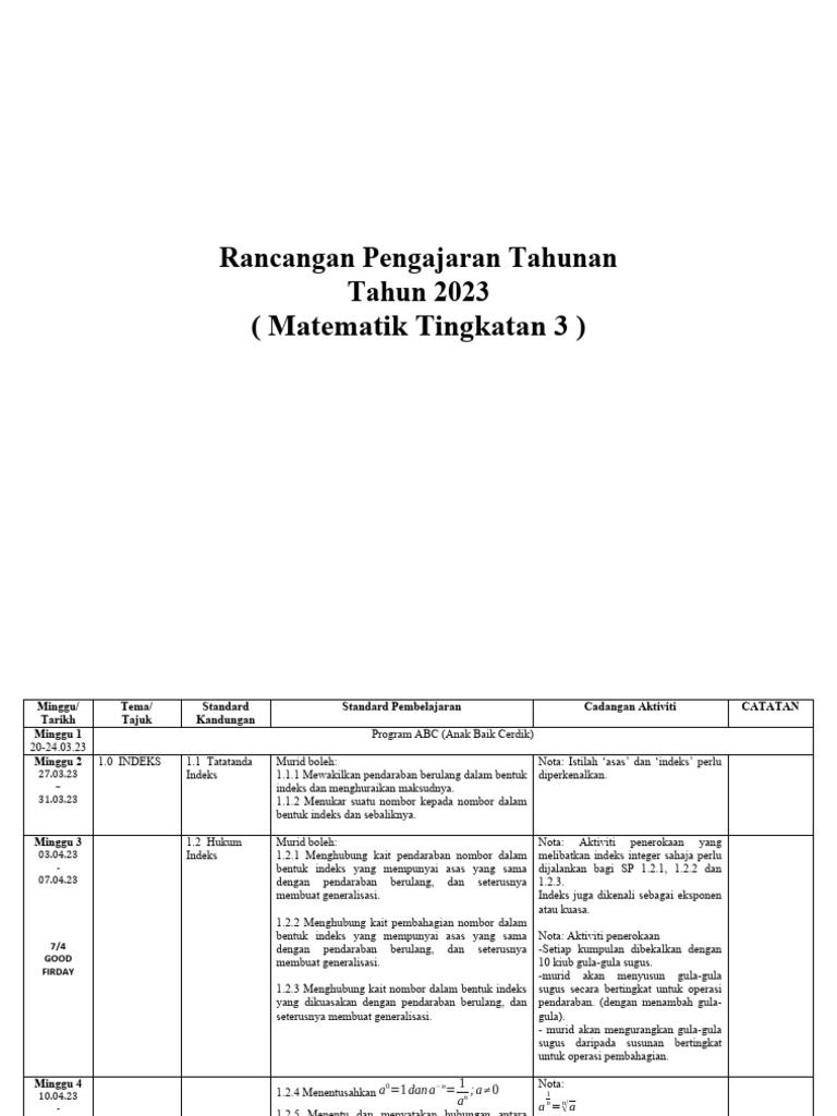RPT Matematik T3 2023 | PDF