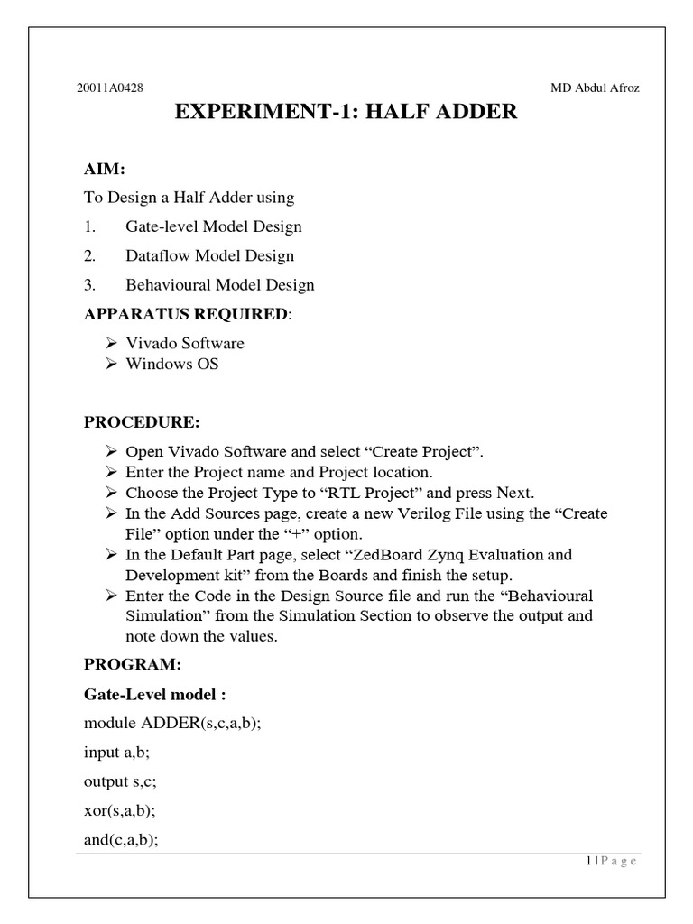 428 lab record | PDF | Digital Electronics | Computer Science