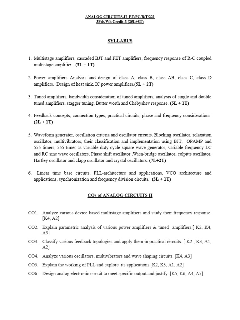 Analog Circuits Ii | Download Free PDF | Electronic Oscillator | Amplifier