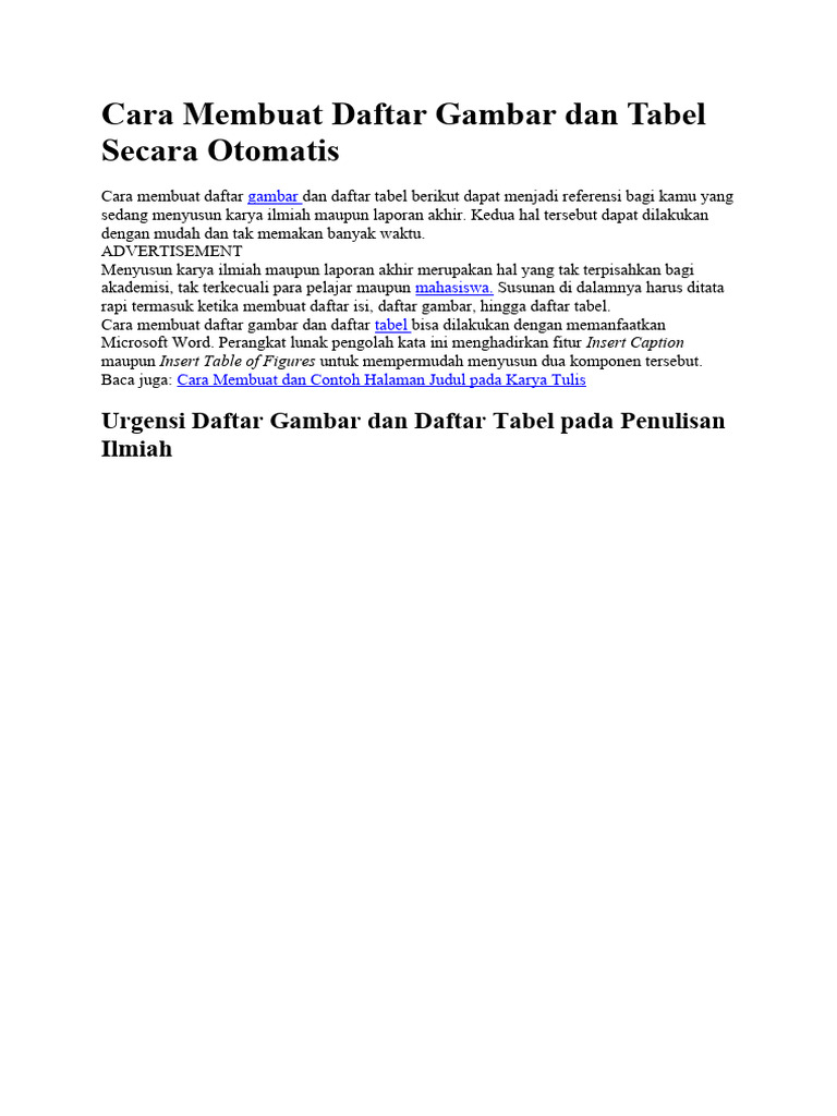 Cara Penulisan Gambar, Table Secara Otomatis | PDF | Karier ...
