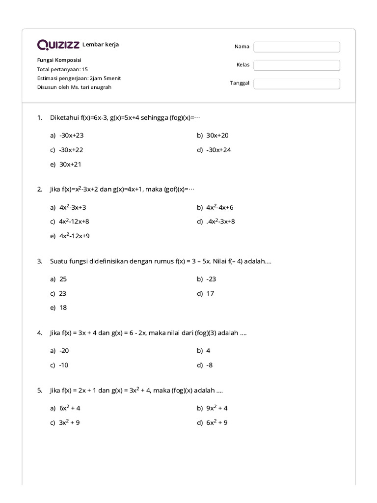 Fungsi Komposisi_Set B | PDF