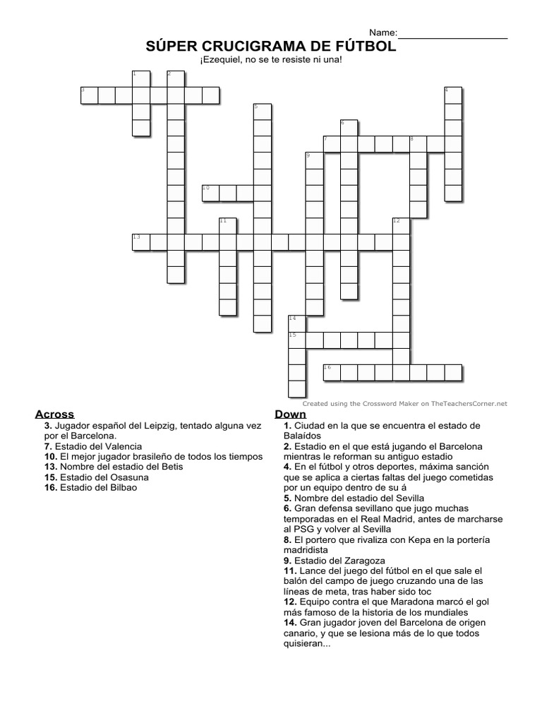 Crucigrama Fútbol | PDF | Asociación de Futbol | Deportes de equipo