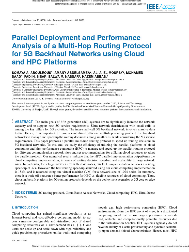 Parallel Deployment And Performance Analysis Of A Multi Hop Routing Protocol For 5g Backhaul