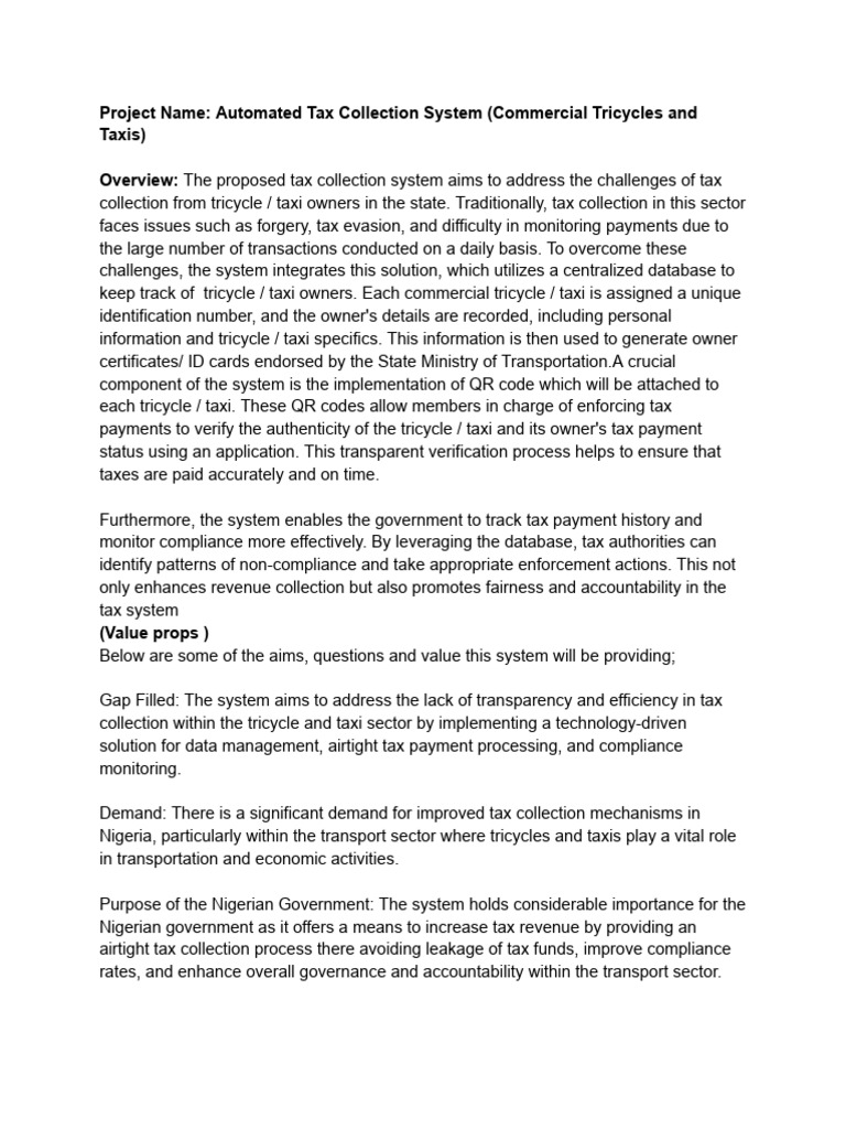 Automated Tax Collection System (Commercial Vehicles) | PDF ...