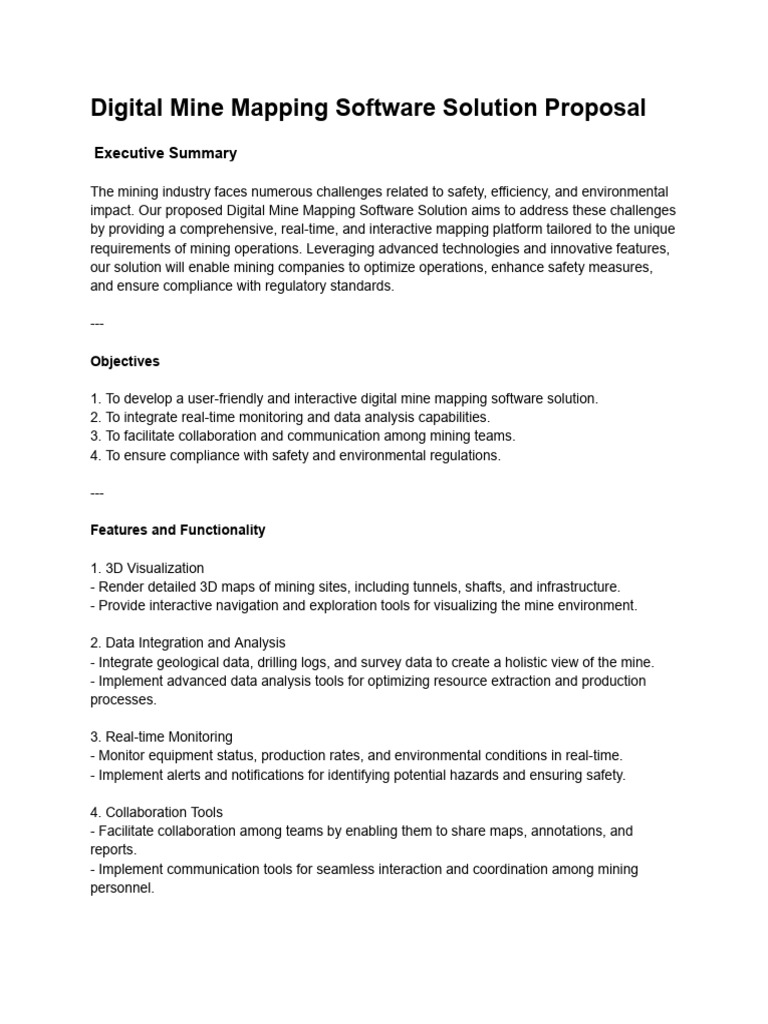 Digital Mine Mapping Software Solution Proposal | PDF | Mining | Computer Security