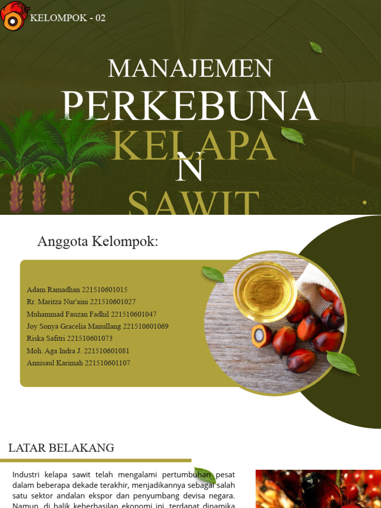 Kelompok 2 - Manajemen Perkebunan Kelapa Sawit | PDF