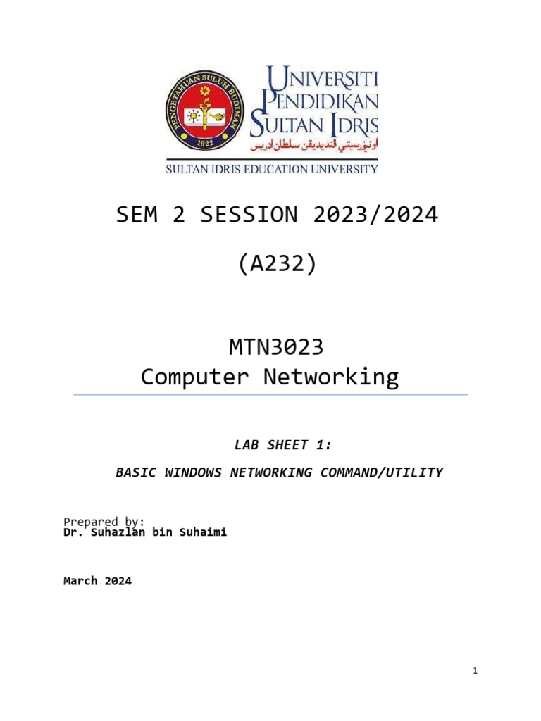 A232 DTN3023 - Lab - Sheet - 1 - Basic - Networking - Commands | PDF ...