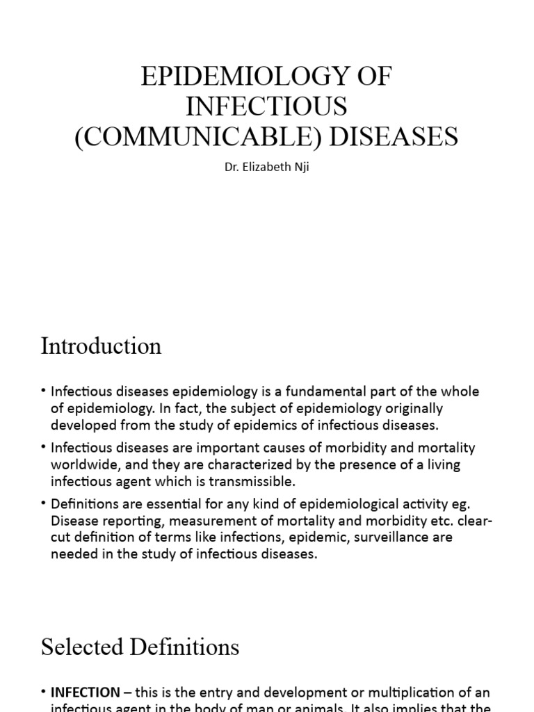 EPIDEMIOLOGY OF INFECTIOUS (COMMUNICABLE) DISEASES | Download Free PDF ...