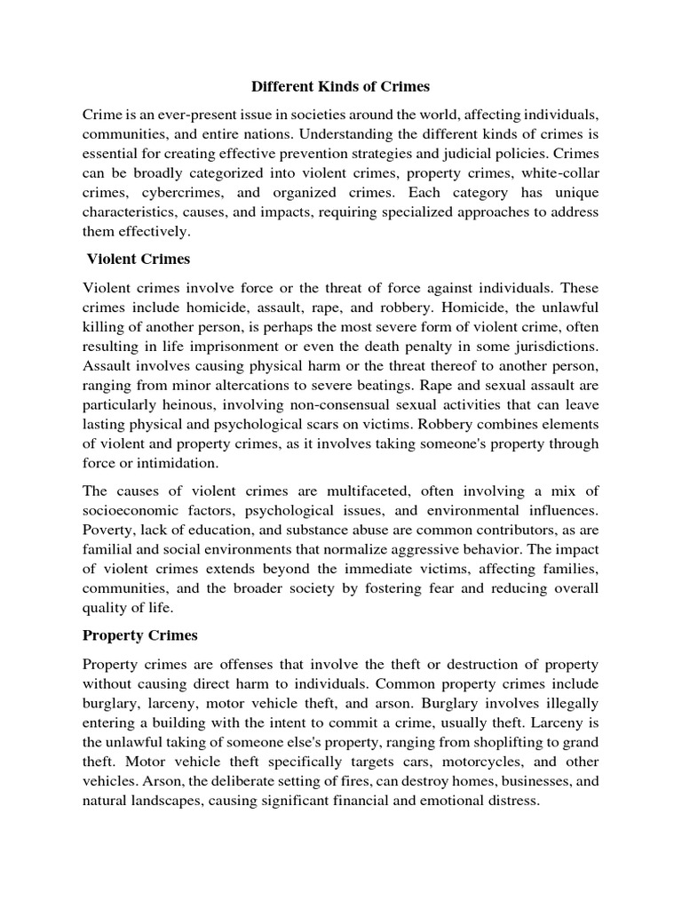 Types of Crimes Explained | PDF | Cybercrime | Security