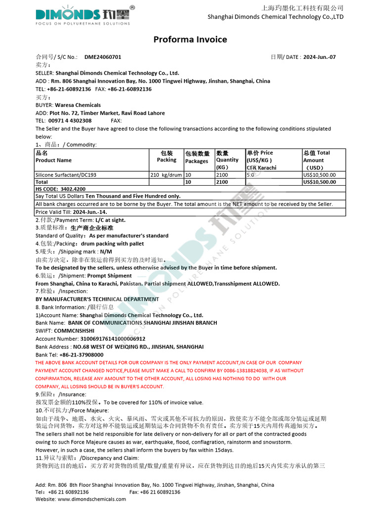 PFI Contract) - DME24060701 Waresa Chemicals | PDF | Arbitration ...