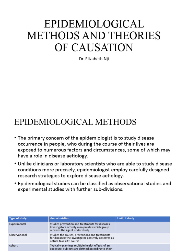 Epidemiological Methods and Theories of Causation | PDF | Epidemiology ...