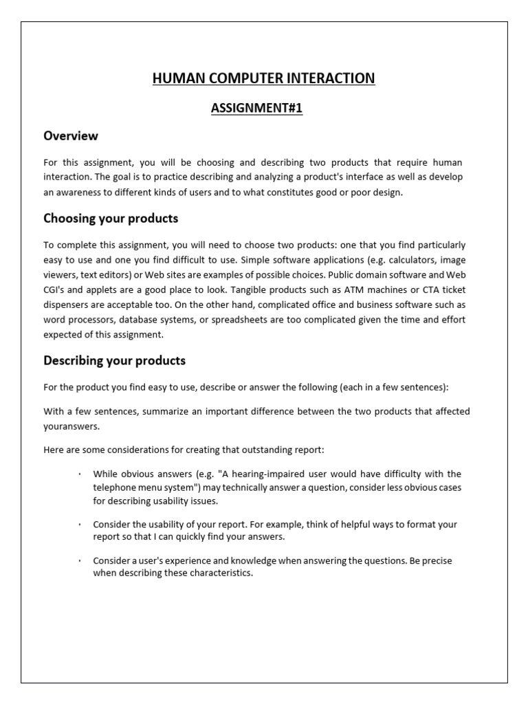 HCI Assignment | PDF