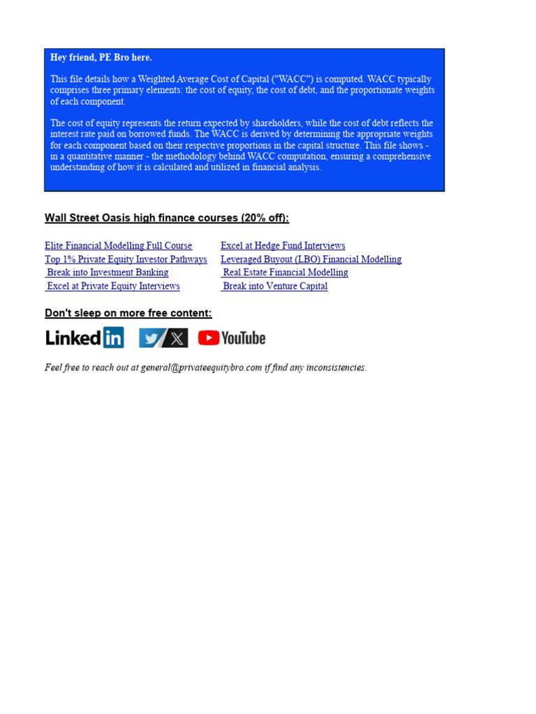 WACC Computation Private Equity Bro | PDF | Cost Of Capital | Capital ... WACC Computation Private Equity Bro | PDF | Cost Of Capital | Capital ...