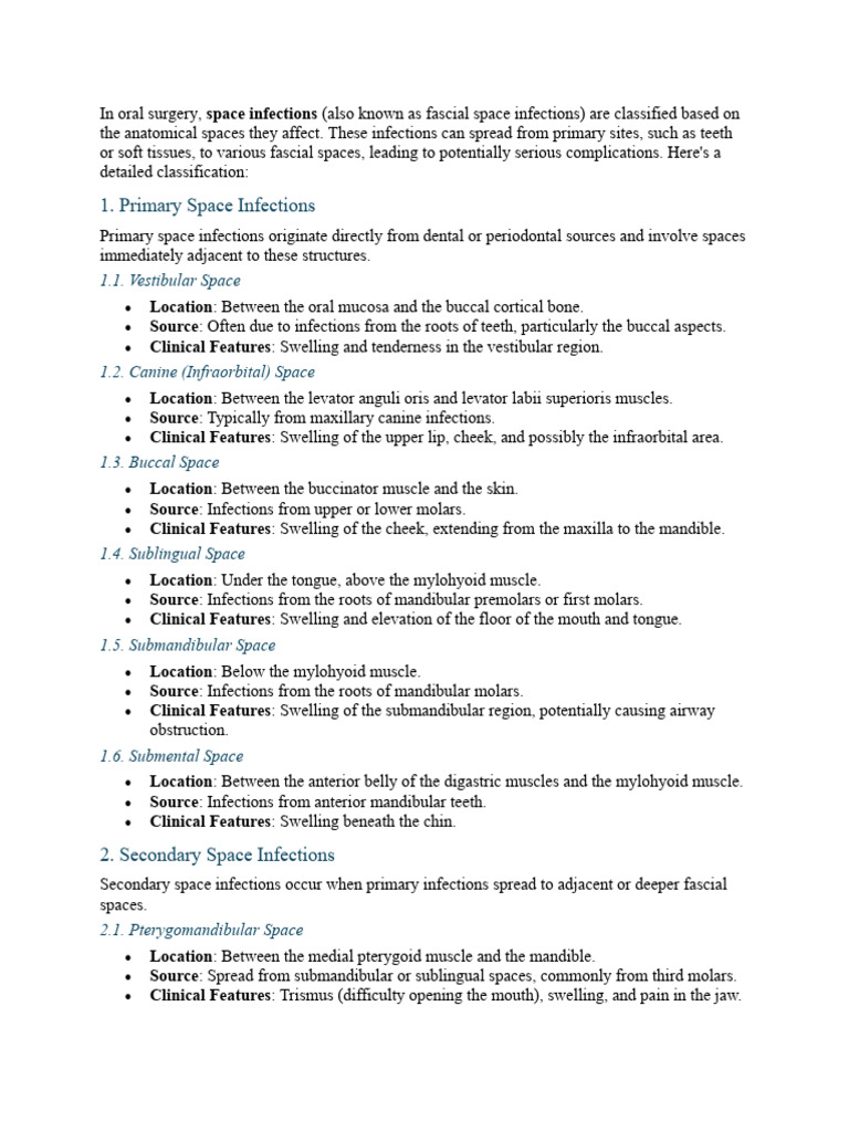space infections classification | PDF | Mouth | Human Anatomy
