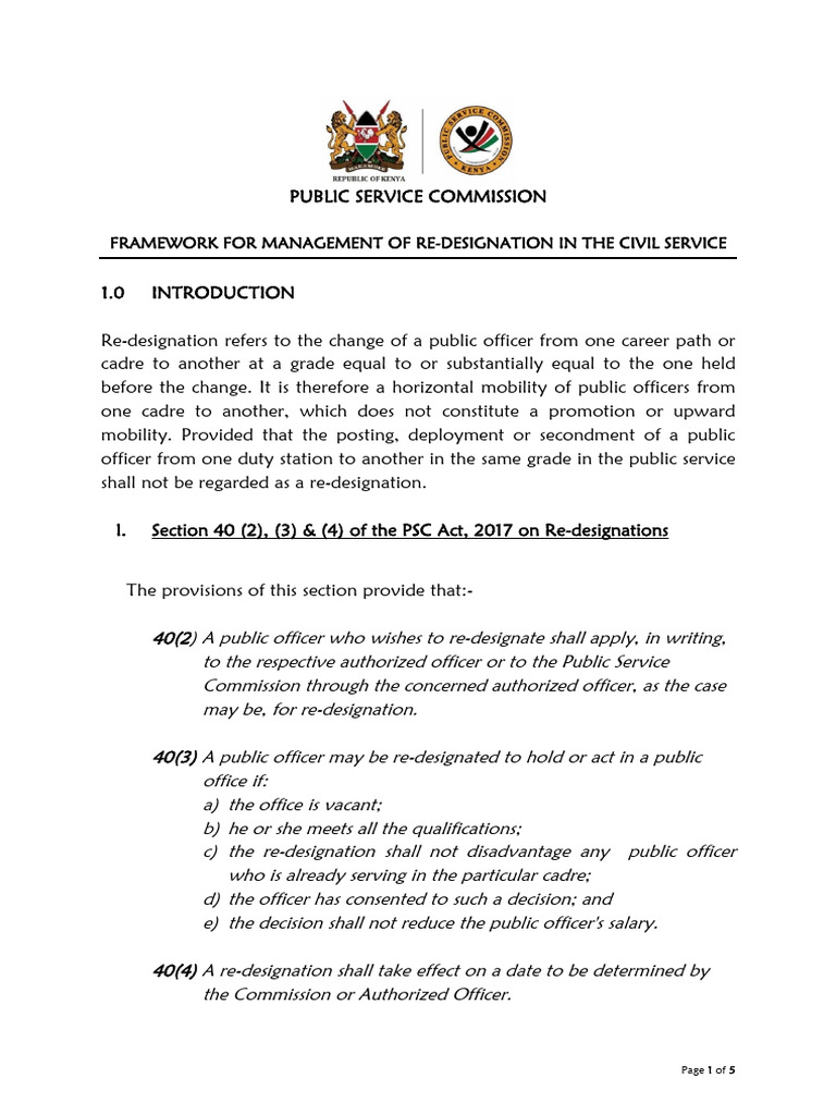 Framework For Management of Re-Designation in The Civil Service - Final ...