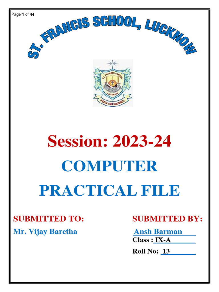 Class 9 Comp Practical File 15 Programs 21-22 (2) Vijay Sir | PDF ...