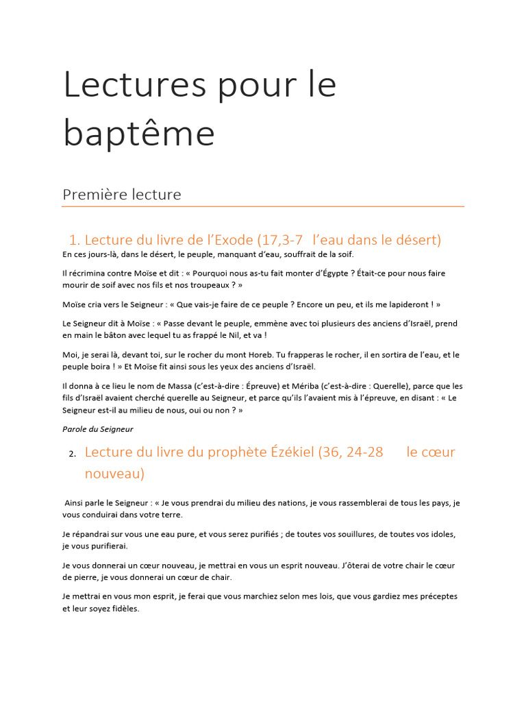 Lectures Pour Le Baptême | PDF | Évangile selon Jean | Baptisme