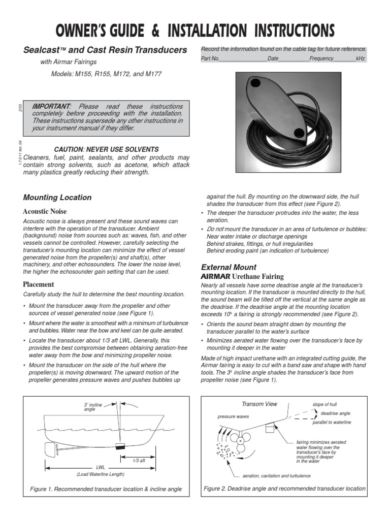 Airmar Transducer External Mounting | PDF | Pipe (Fluid Conveyance ...