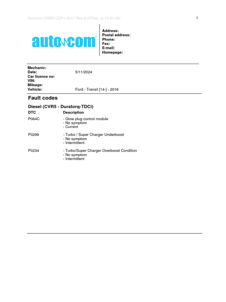 Ford Transit Fault Codes P0234 & P0299 | PDF | Technology & Engineering