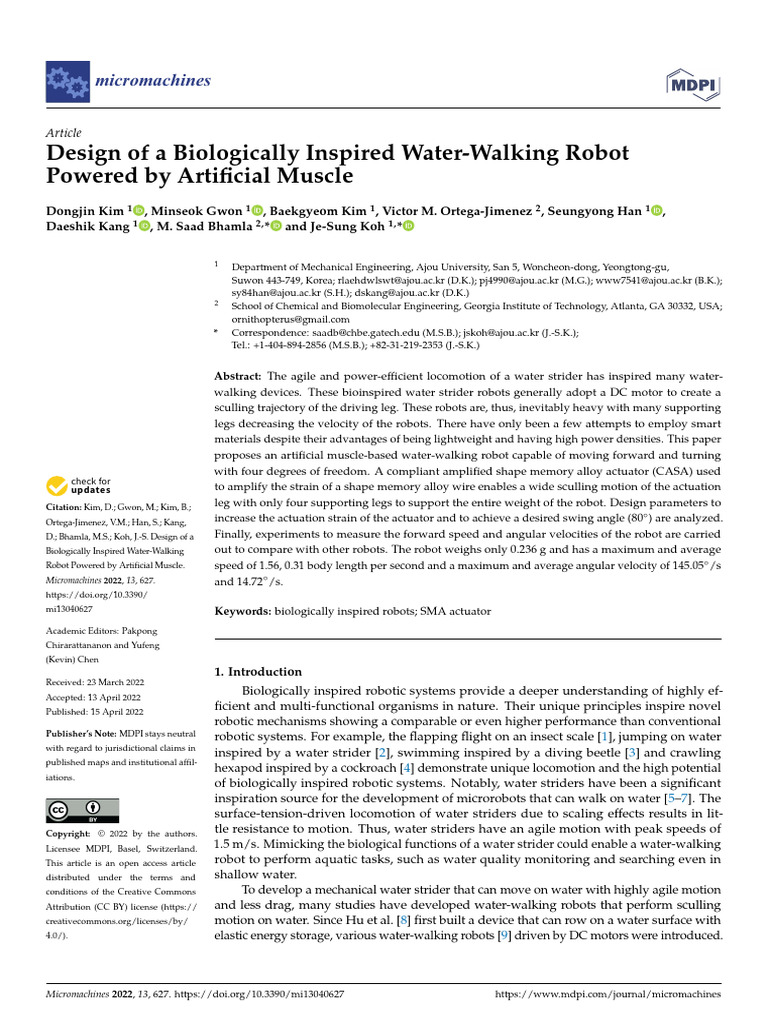 Design of A Biologically Inspired Water-Walking | PDF | Actuator | Beam ...