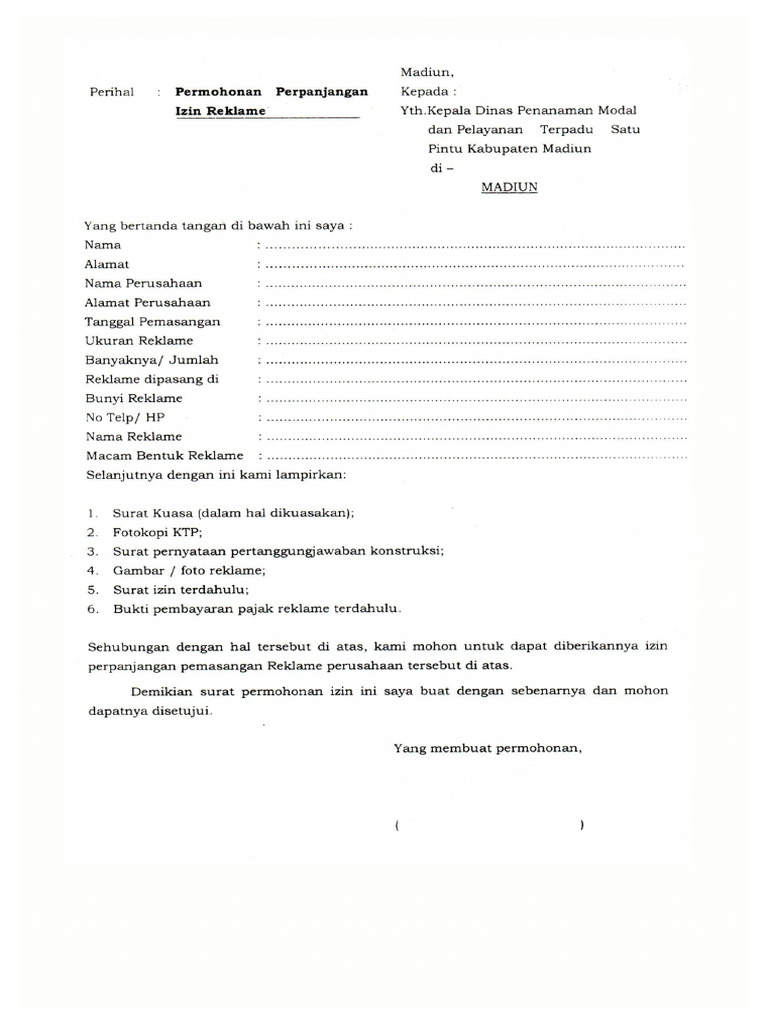 formulir_reklame_perpanjangan | PDF