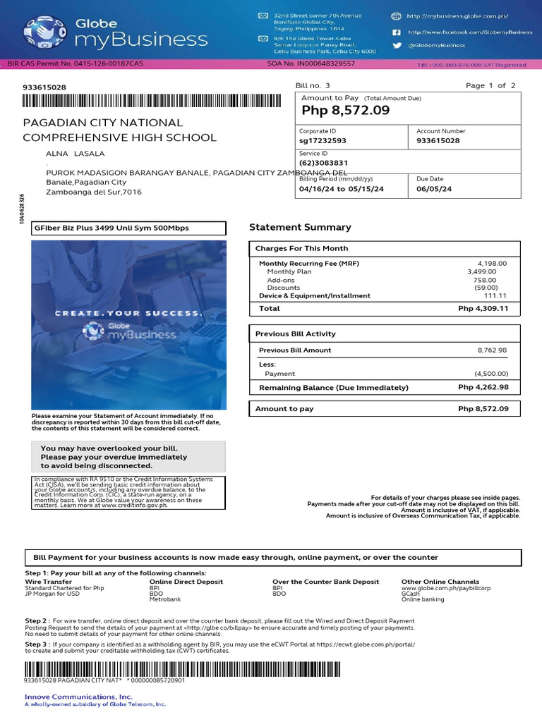 Globe Bill | PDF | Value Added Tax | Banking