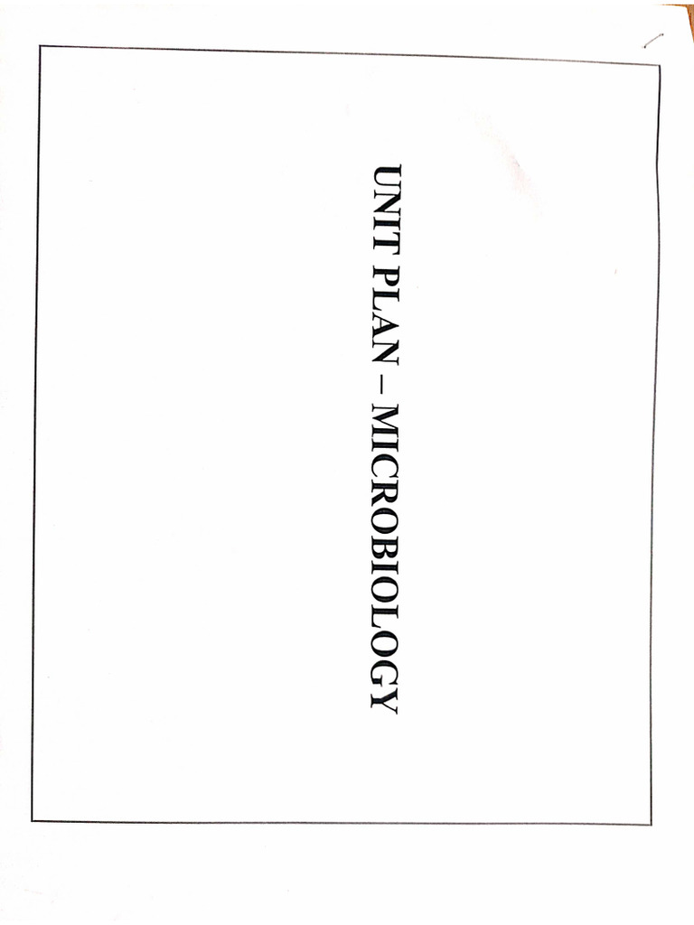 Unit Plan On Microbiology | PDF