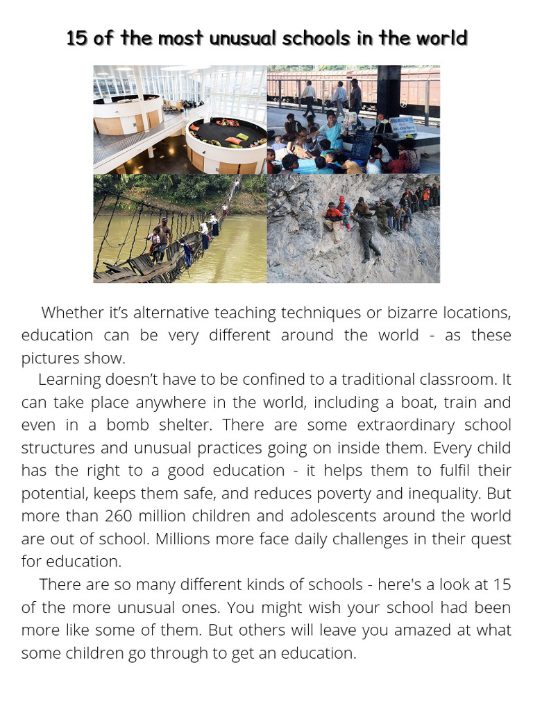 15 of The Most Unusual Schools in The World | PDF | Schools | Classroom