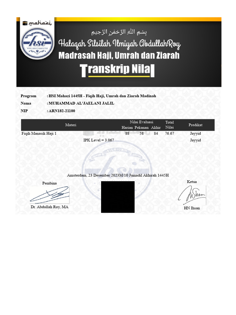 Transkrip HSI Mahazi 1445H - Fiqih Haji, Umrah Dan Ziarah Madinah | PDF