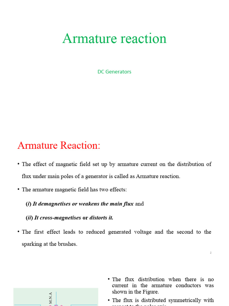 Armature Reaction in DC Generators | PDF | Physics | Electrodynamics