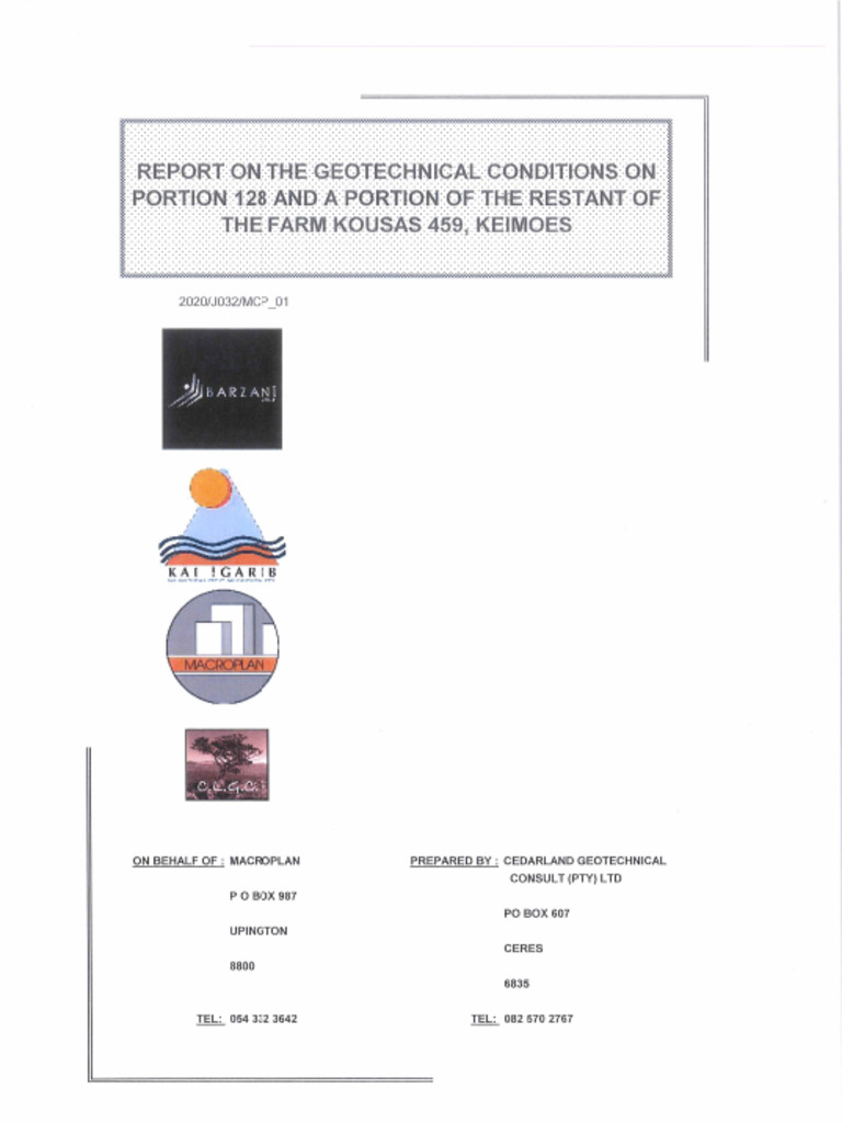 Appendix 6D Geotechnical Investigation Report Gamakor Housing | PDF