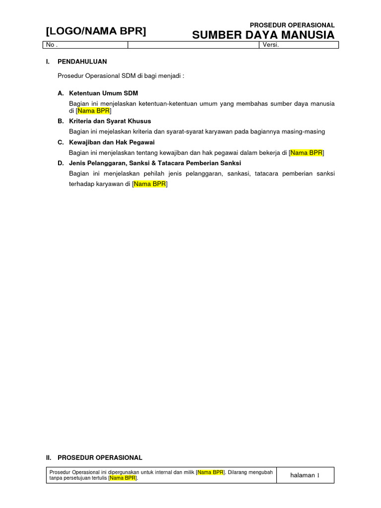 Sop SDM BPR | PDF