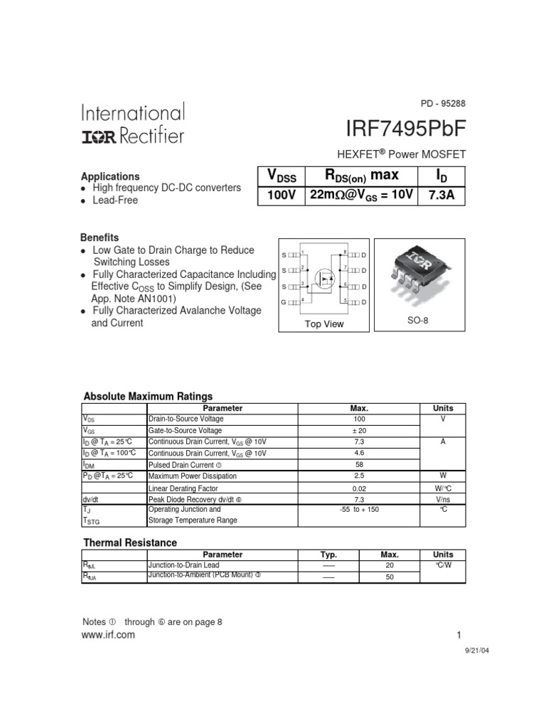 Infineon IRF7495 DataSheet v01 - 01 EN | PDF | Field Effect Transistor ...