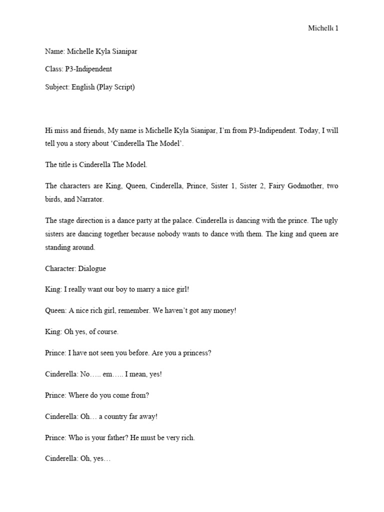 Cinderella The Model Play Script | PDF | Cinderella | Fairies