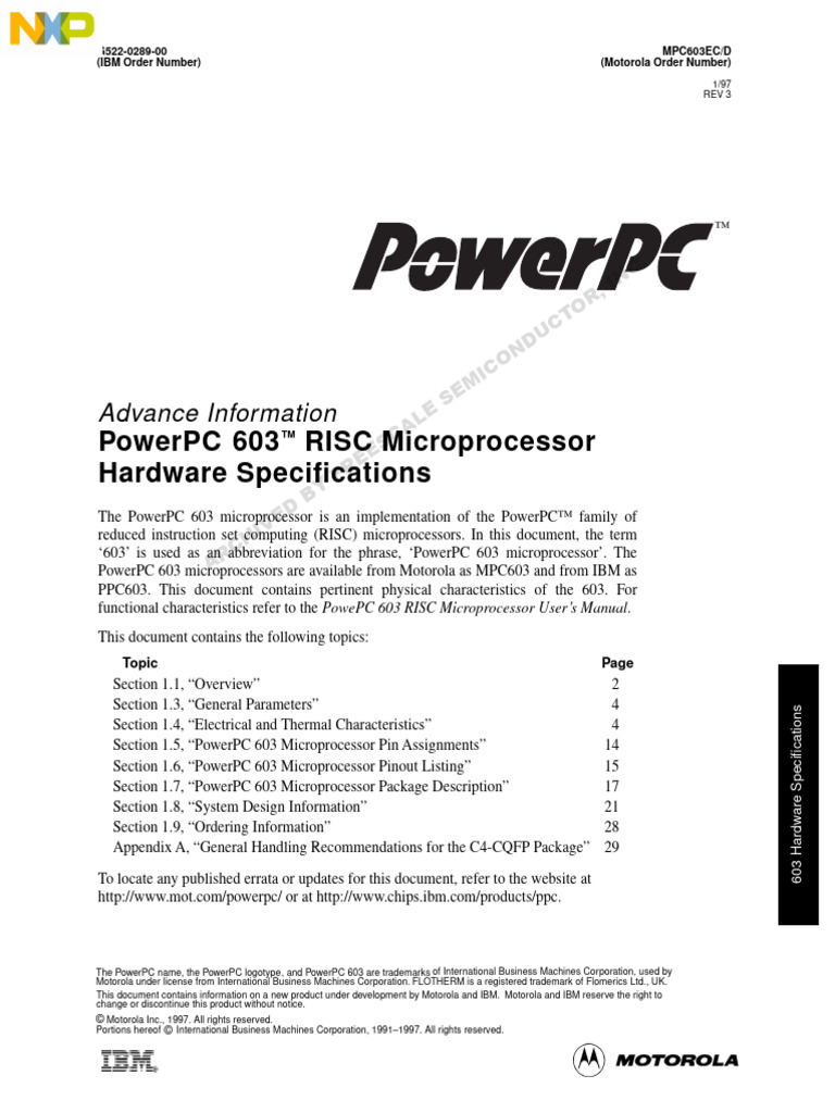 MPC603EC | PDF | Cpu Cache | 64 Bit Computing