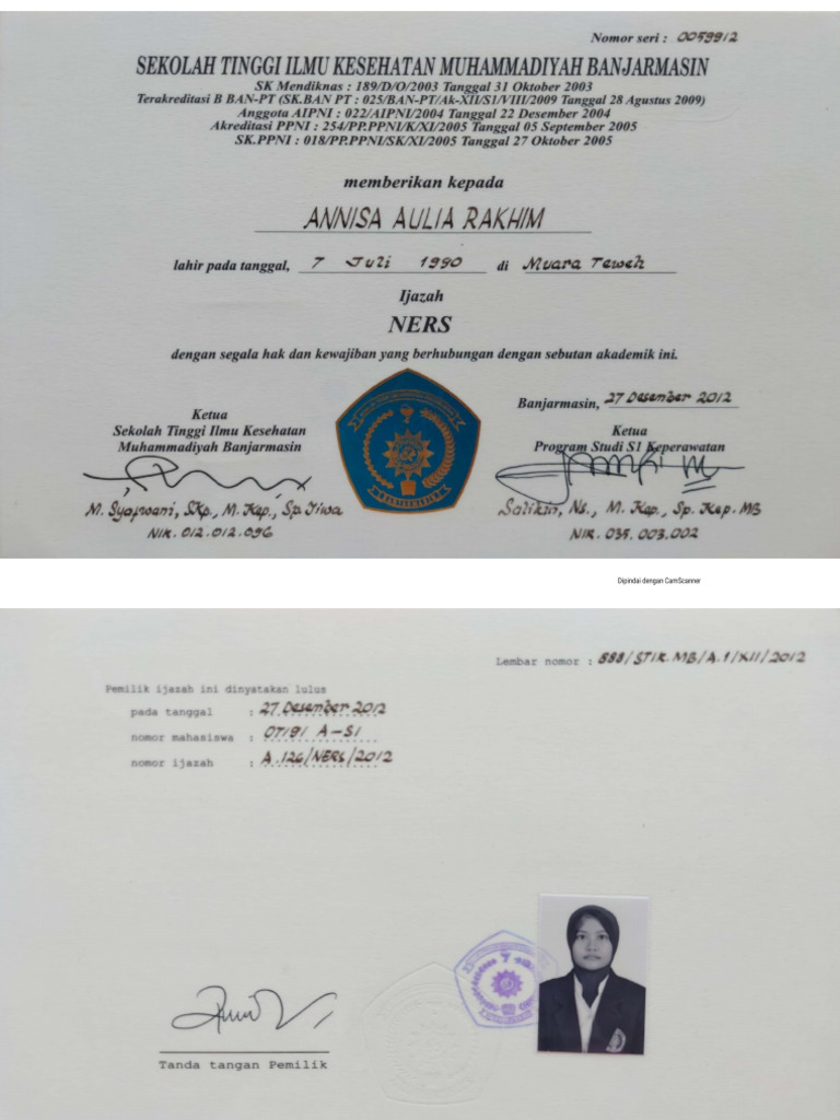 Ijazah Ners Annisa | PDF