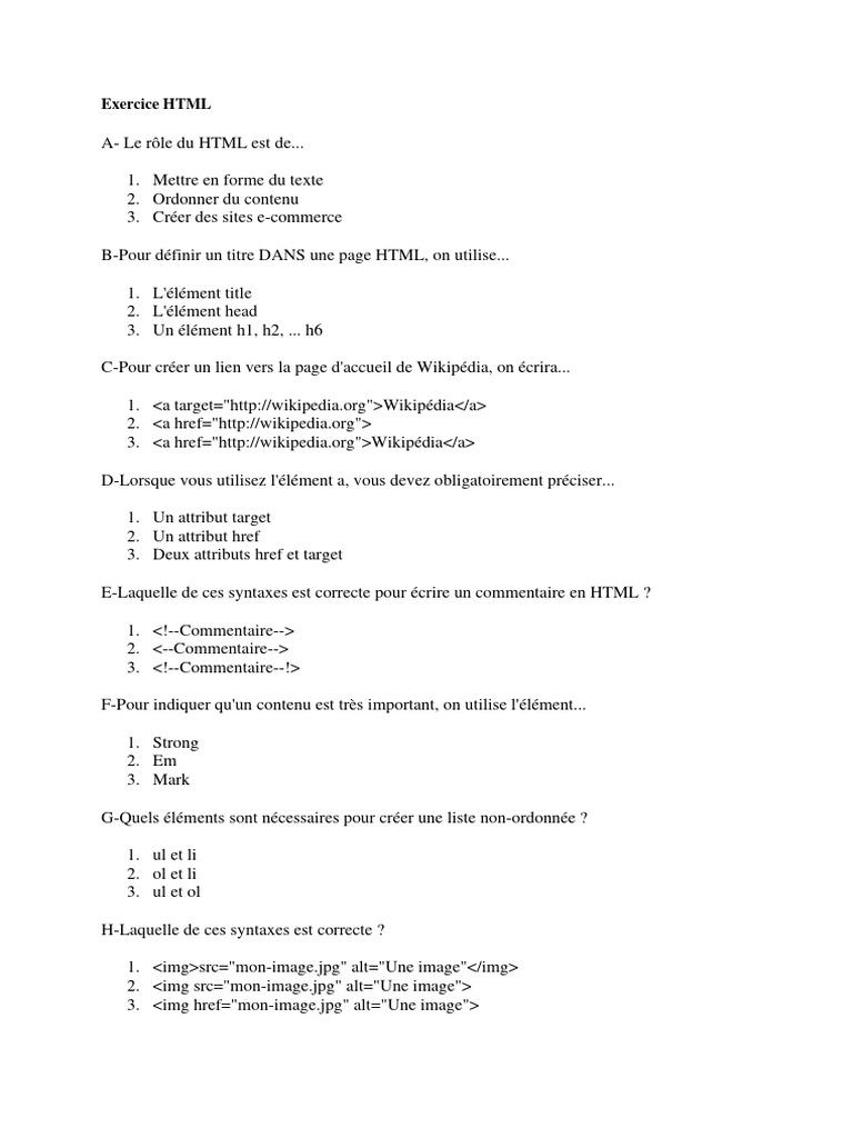 Exercice HTML Et CSS | PDF | Html | Hyperlien