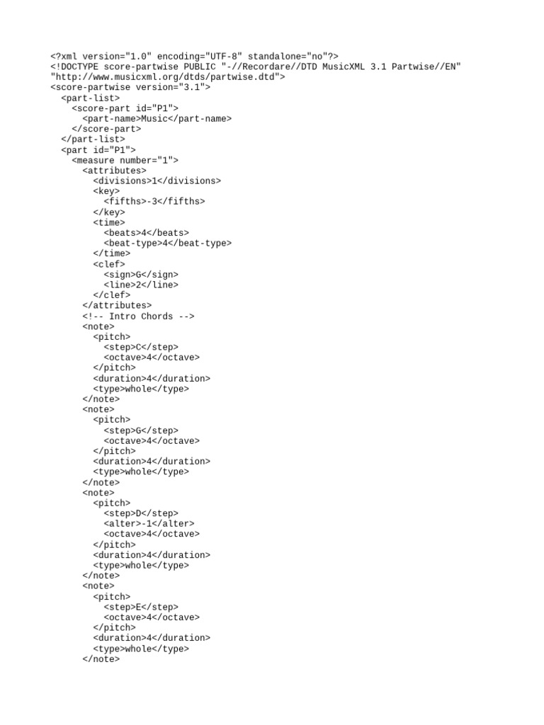 MusicXML Score for Melody and Chords | PDF