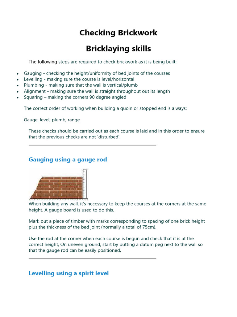 Bricklaying Skills Pdf