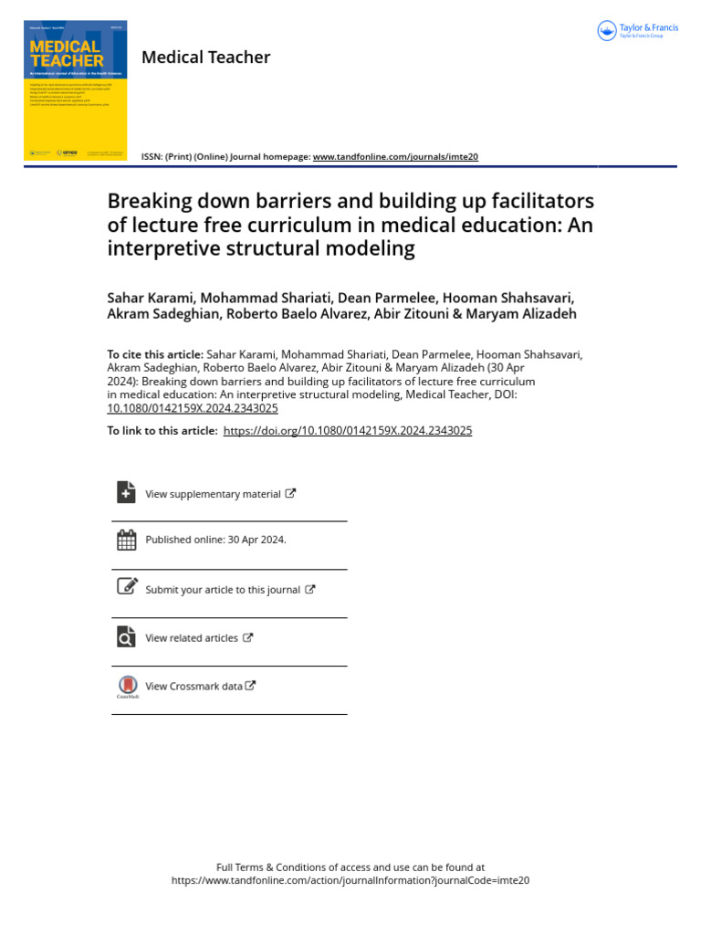 Breaking Down Barriers and Building Up Facilitators of Lecture Free Curriculum in Medical ...