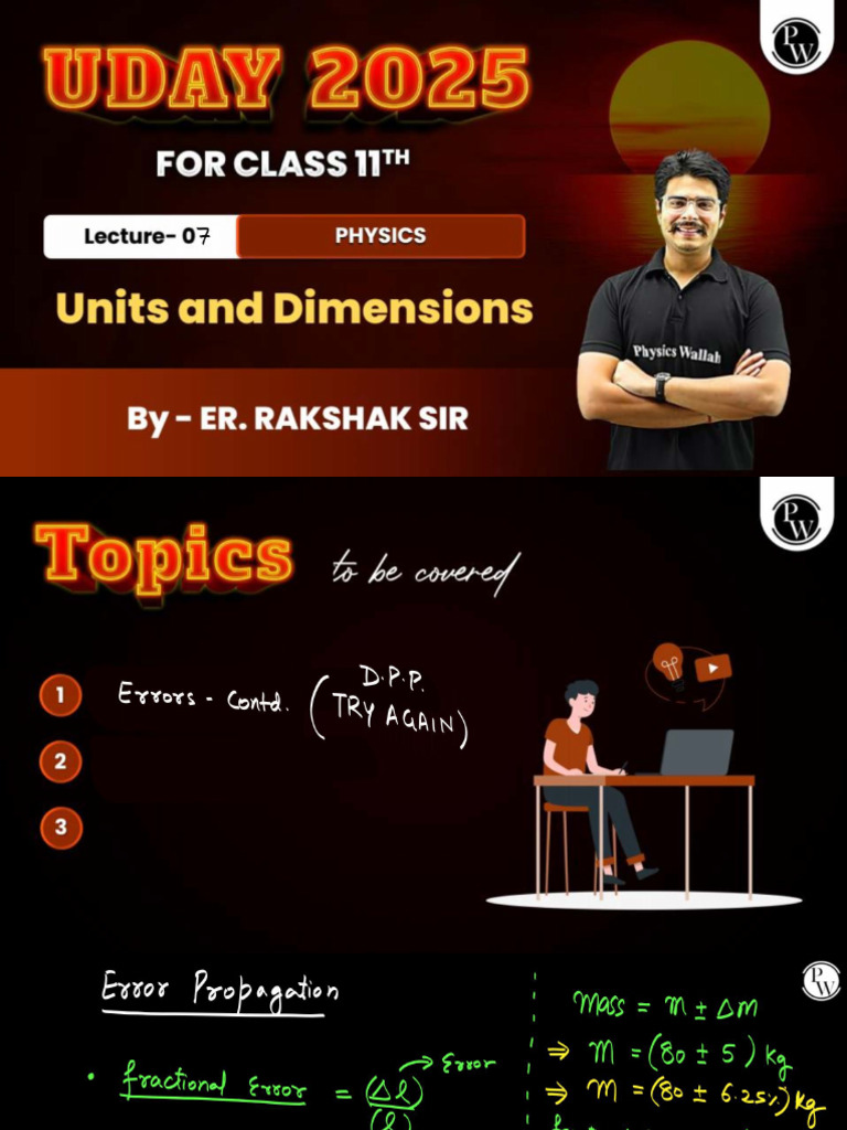 Units and Dimension 07 - Class Notes - Uday 2025 | PDF