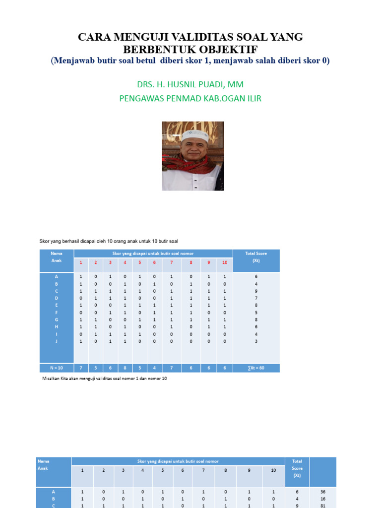 Uji Validitas Soal Objektif | PDF