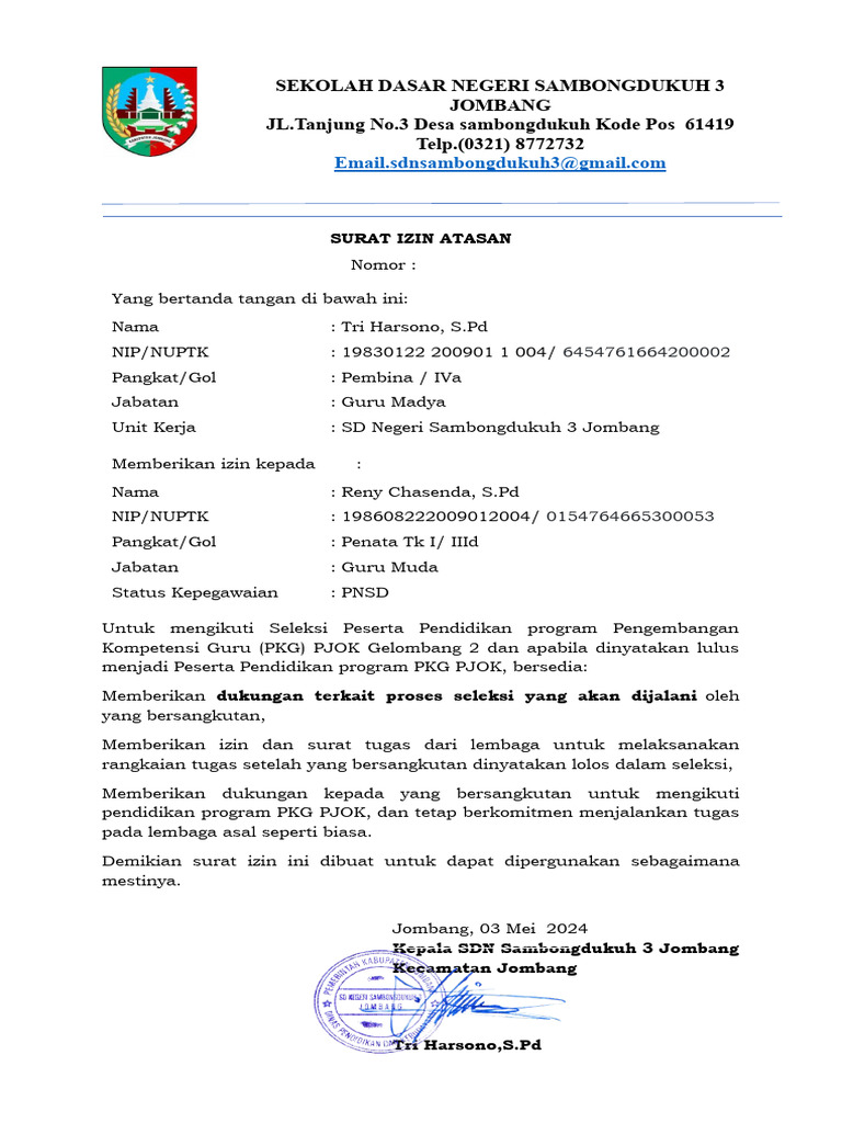 Surat Ijin Atasan | PDF