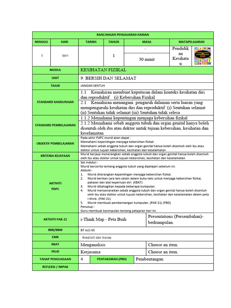 Daily Lesson Plan for Health Education | PDF | Teachers | Learning